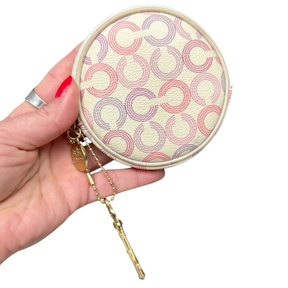 Coach | Bags | Coach Round Zip Coin Pouch Multicolor Signature C Print ...